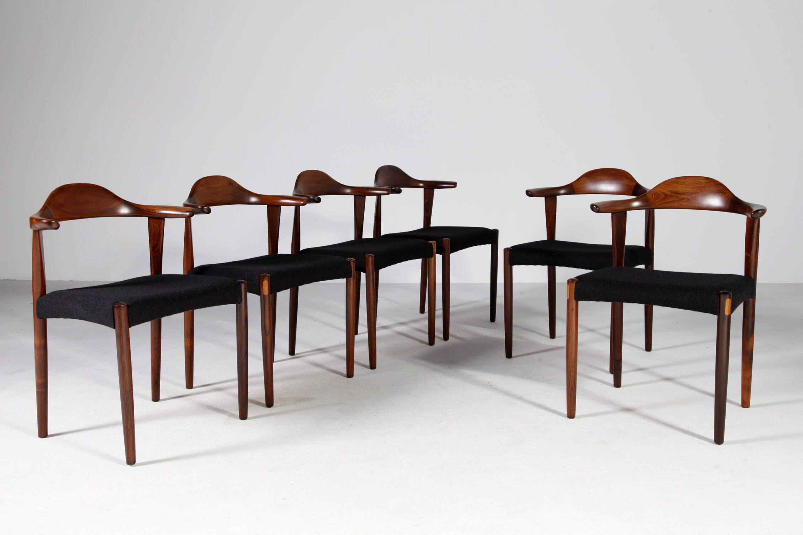 Bull horn dining chair in rosewood by Jacob Hermann | Swanky Systems
